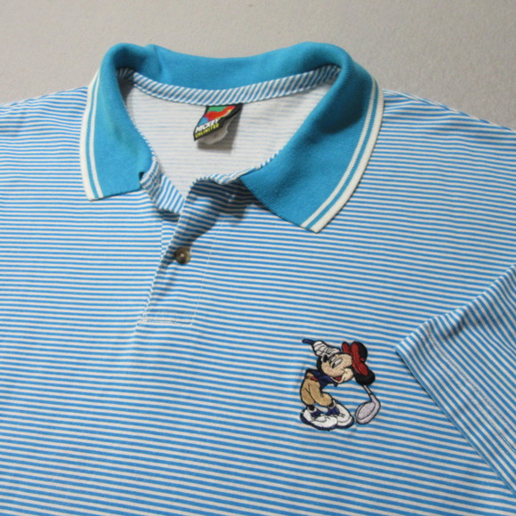 Disney | Shirts | Vintage Disney Mens Polo Shirt Sz L Blue Striped ...